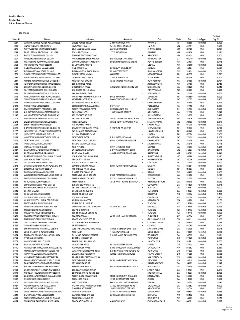Radio Shack Store Locator List | PDF | Planned Commercial Developments ...
