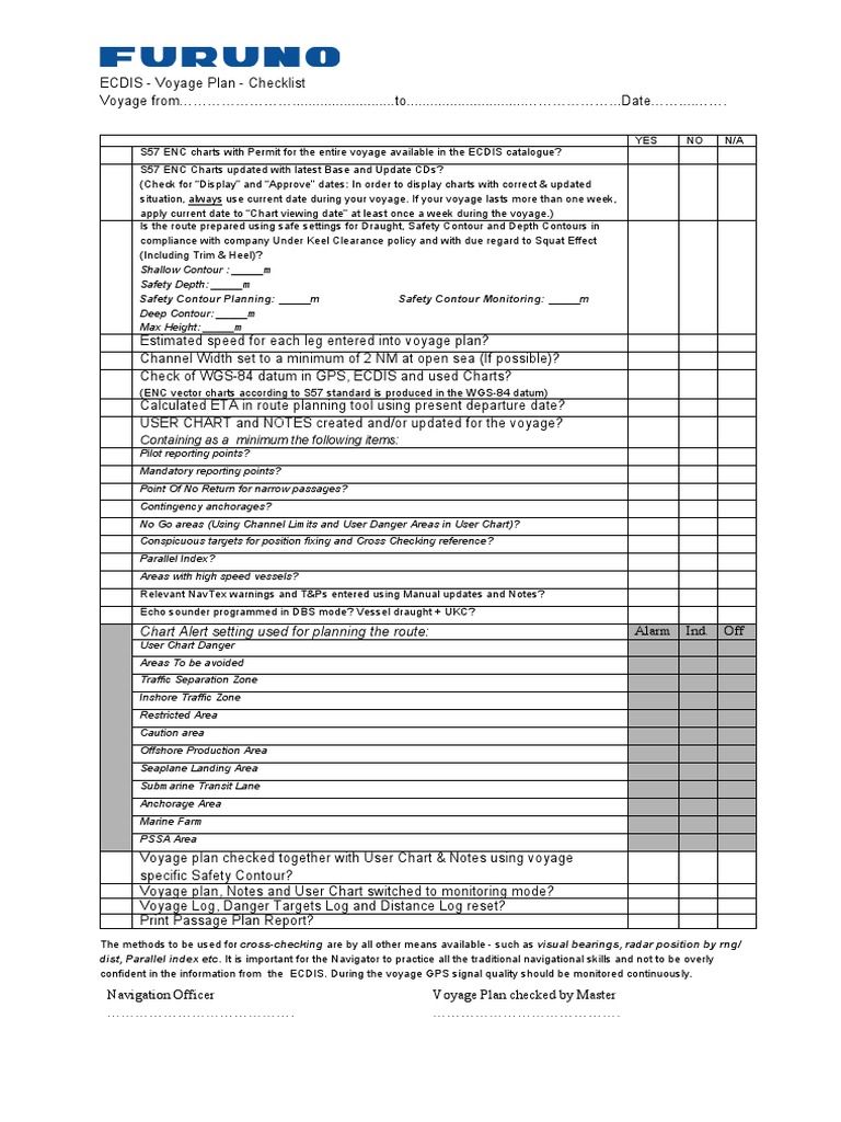 36 ECDIS Route Planning Checklist Example 2.0 | Navigation | Navigator