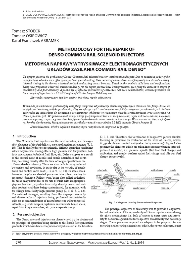 Methodology For The Repair of Denso CRI | PDF | Fuel Injection | Valve