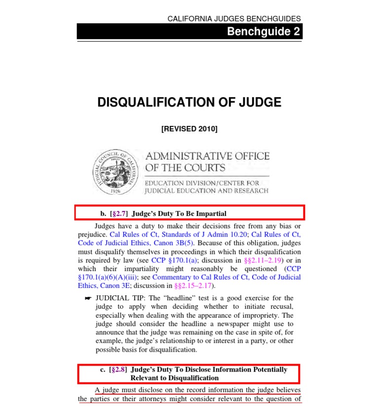 Judge Duty to Be Impartial - Disclose Information Relevant to ...