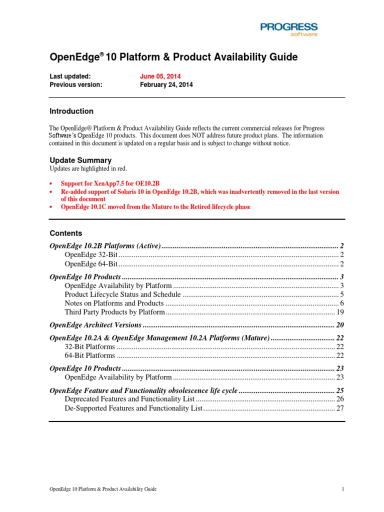 Openedge 10 Availability Guide 2014-06-05 | PDF | 64 Bit Computing | Operating System
