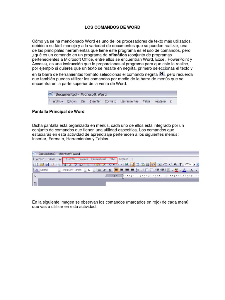 Los Comandos de Word | PDF | Microsoft Word | Software