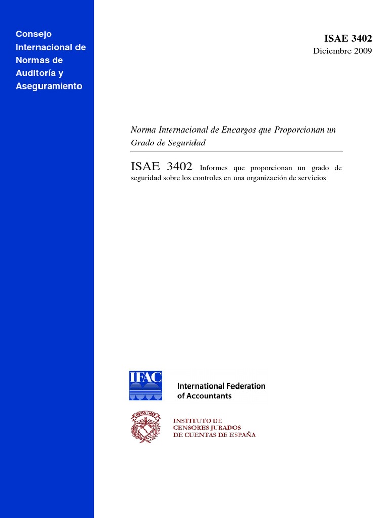 ISAE 3402 (Definitiva 2013) | PDF | Contralor | Muestreo (Estadísticas)