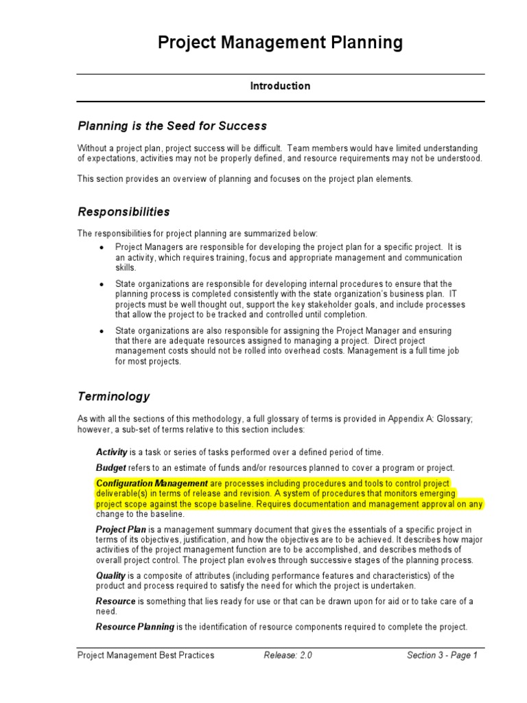 (Business) - Project Management Planning-Planning Process & Project ...