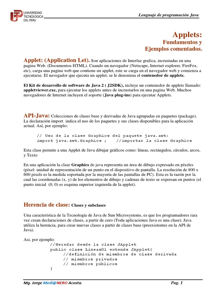 Applets Ejemplos Comentados 01 | PDF | Java (lenguaje de programación) | Navegador web