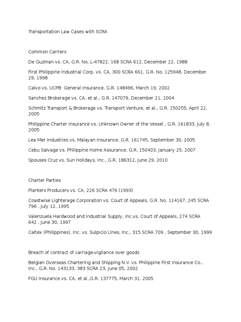 Transportation Law Cases | PDF | Airlines | Industries