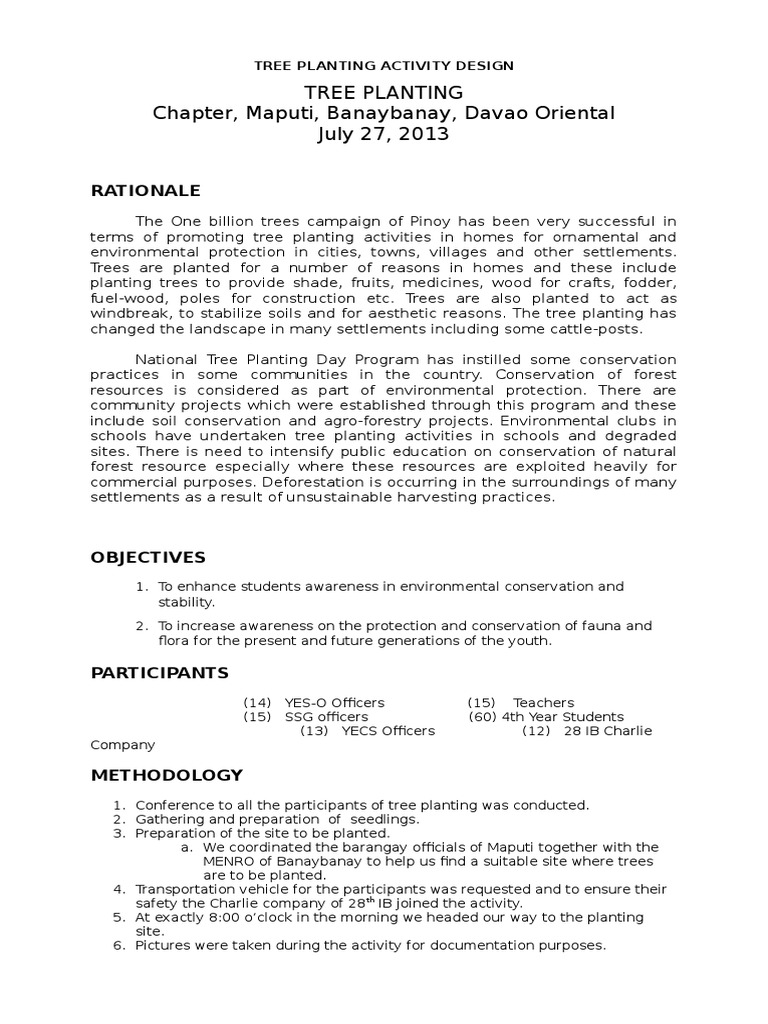 Tree Planting Activity Design | Download Free PDF | Trees ...