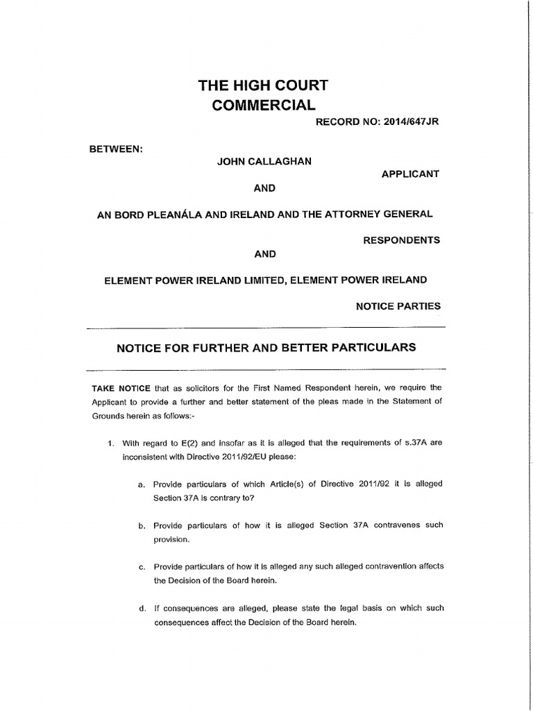 Notice For Further and Better Particulars PDF | PDF