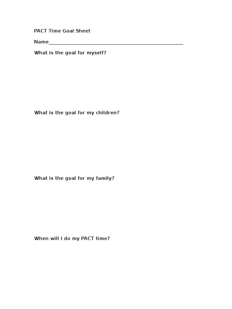 Pact Time Goal Sheet | PDF | Self-Improvement
