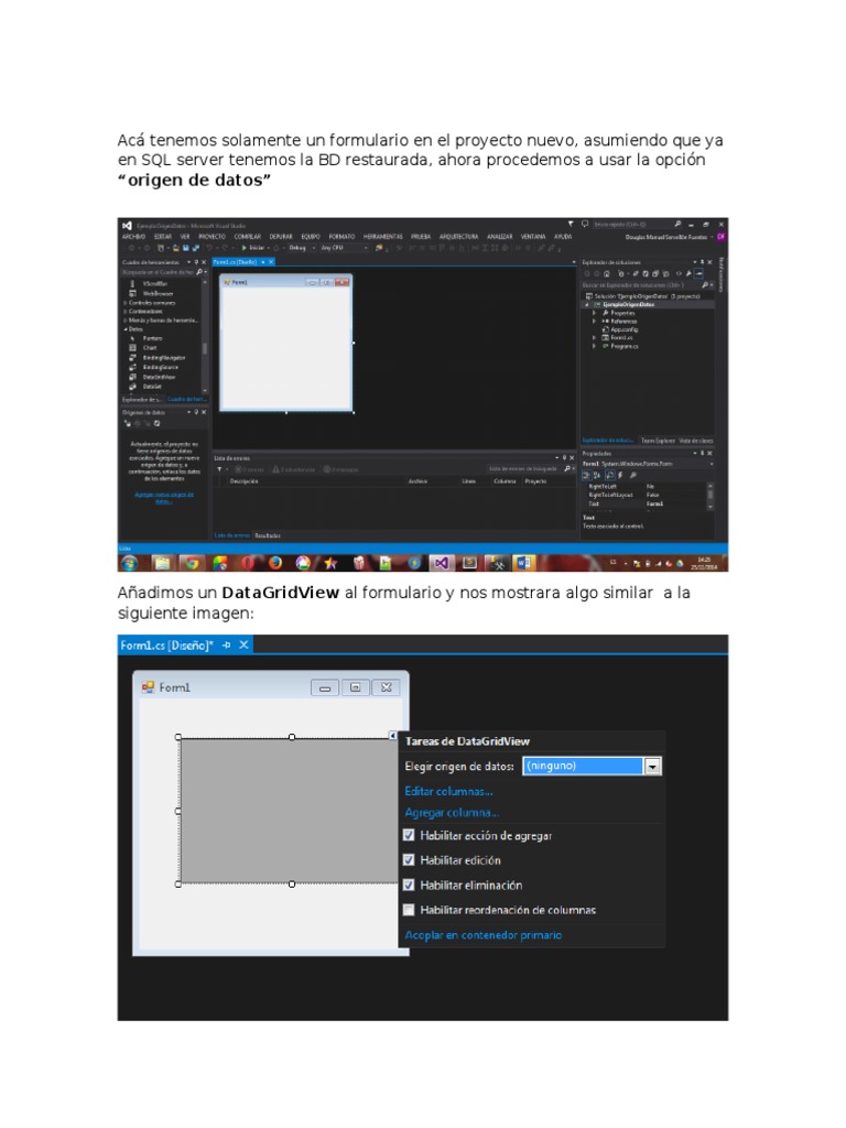 Como Usar Origen de Datos en Un DatagridView | PDF