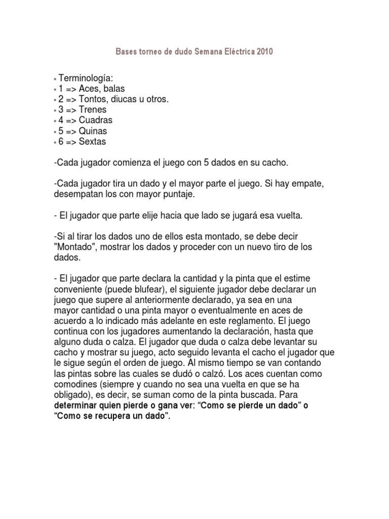 Cacho | PDF | Póker | Juego de azar