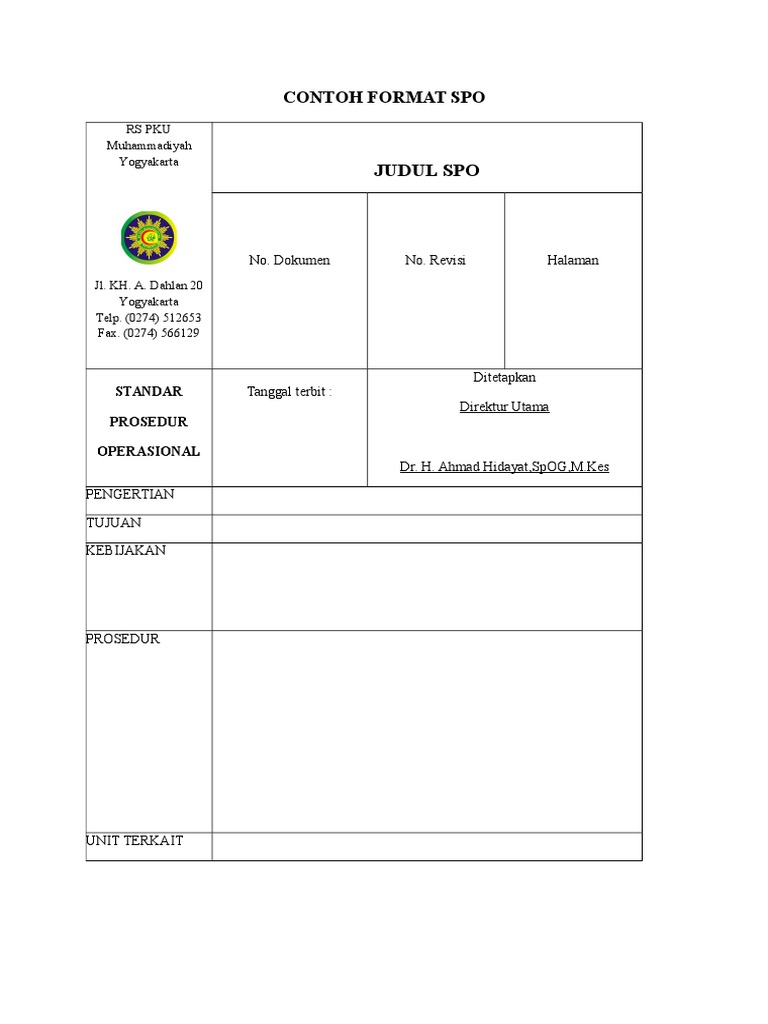 Format Pedoman, Panduan, SPO Akreditasi | PDF