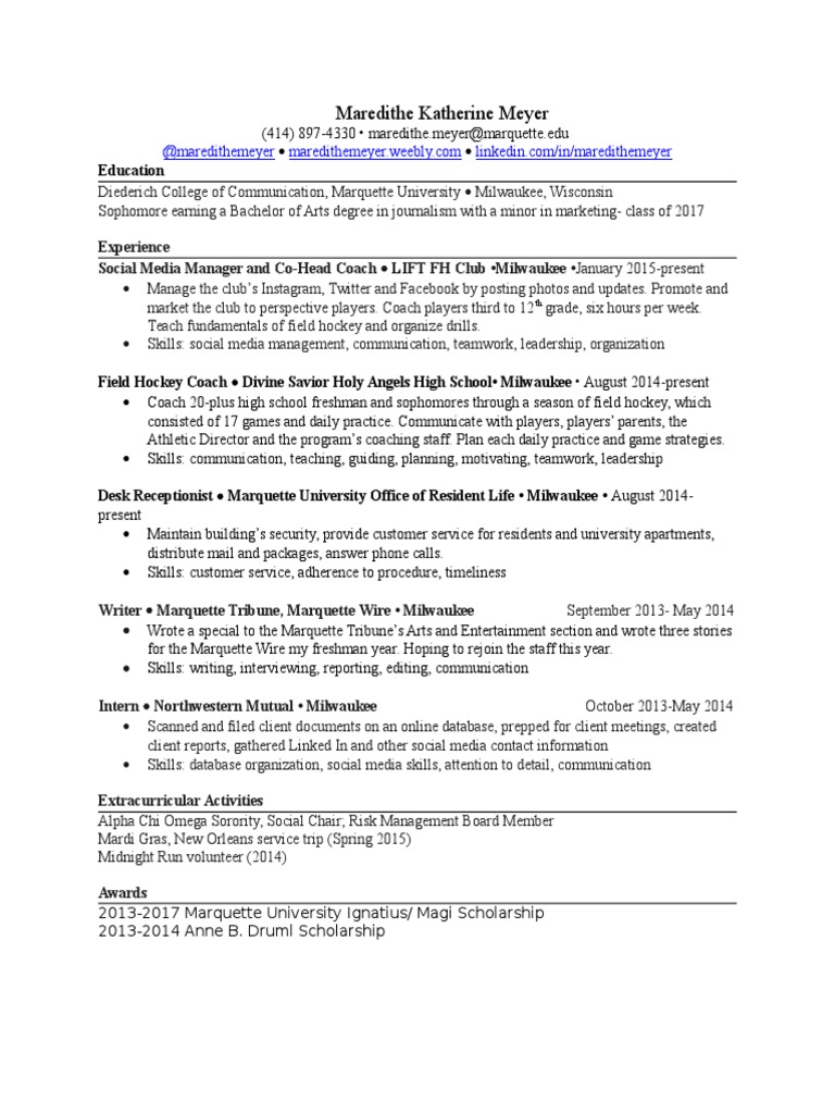 Meyer Resume (V 1) | PDF | Career & Growth