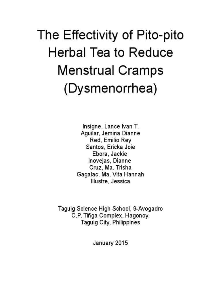 The Effectivity of Pito-Pito Herbal Tea To Reduce Menstrual Cramps ...