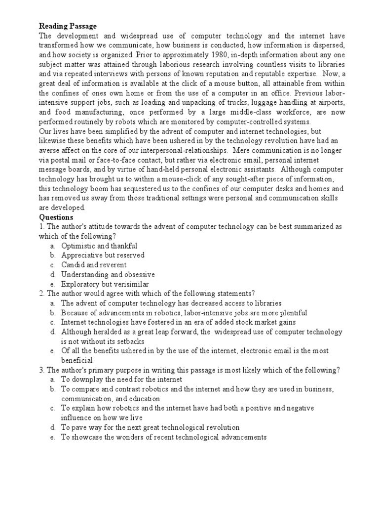 Reading Passage 1 | Internet | Communication