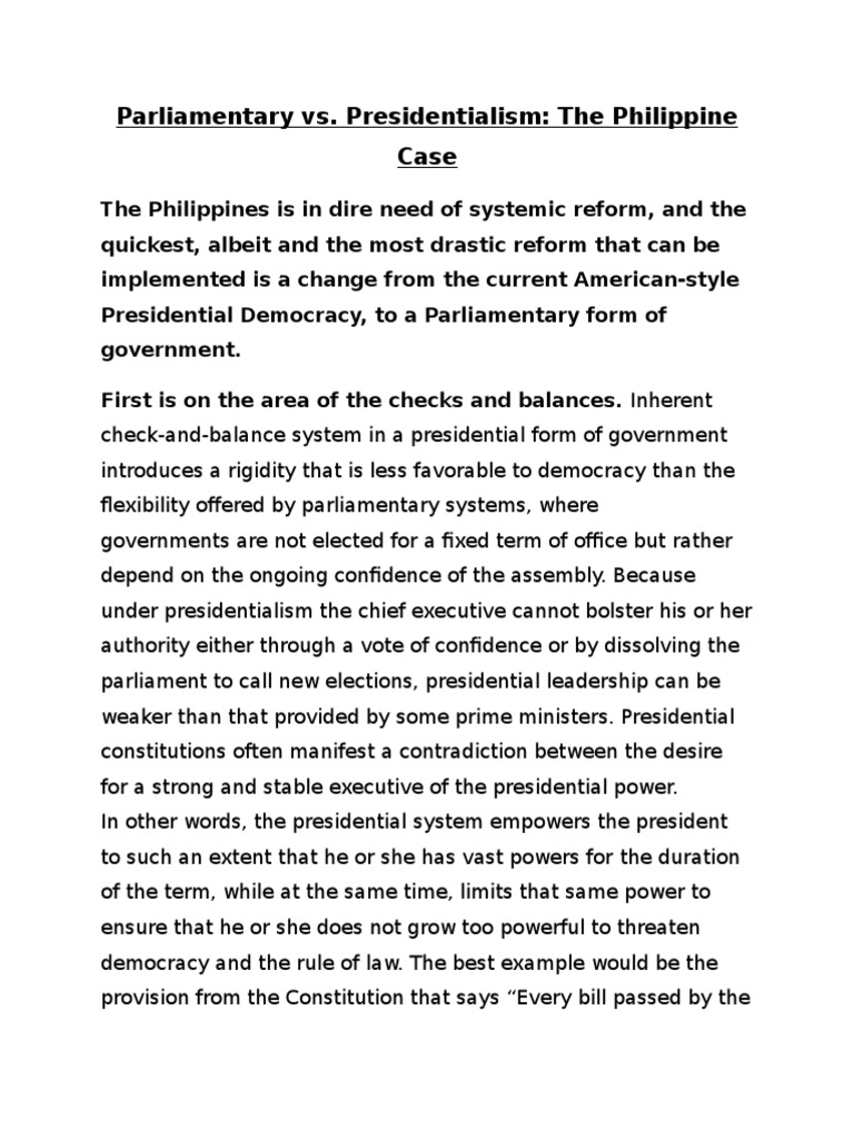 Parliamentary Vs Presidential Debate | Download Free PDF ...