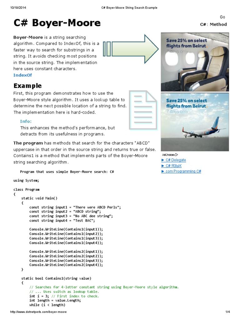 C# Boyer-Moore String Search Example | Download Free PDF | String ...