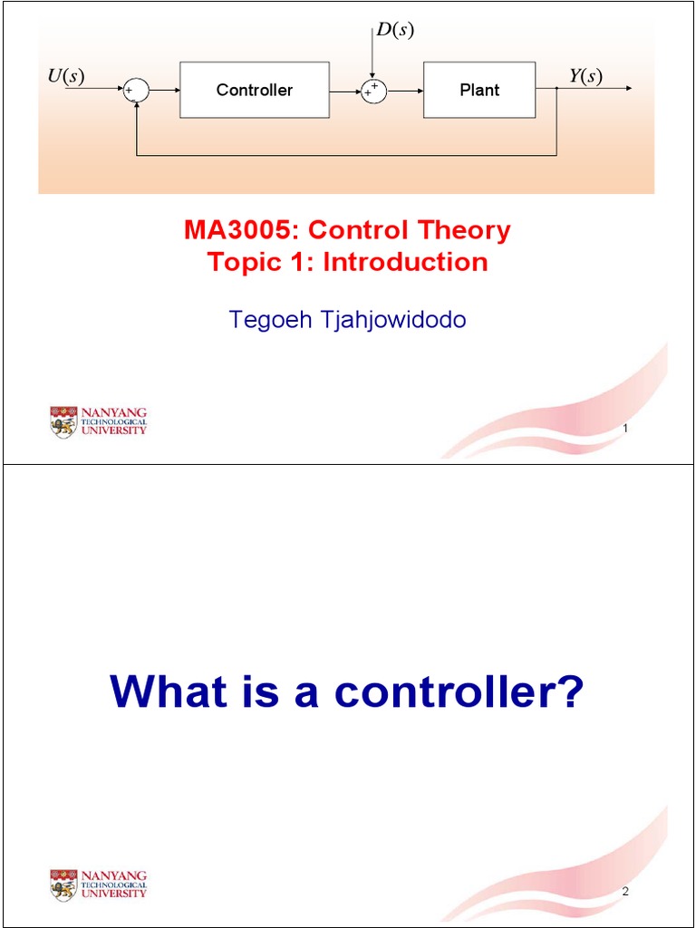 MA3005 Topic 1 - Introduction | PDF | Control Engineering | Control Theory