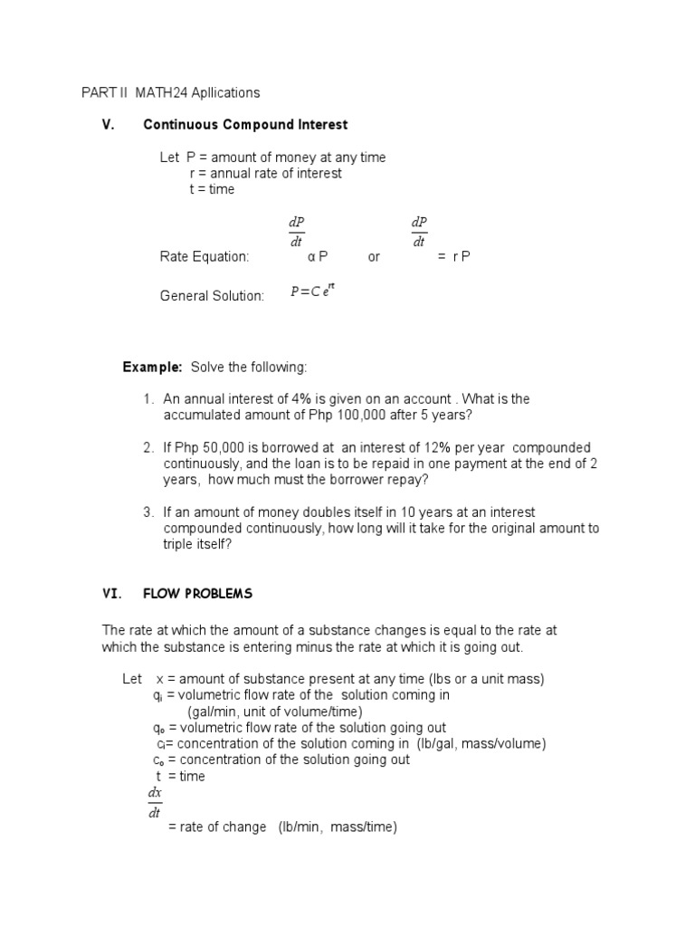 Applications MATH 24 II | PDF | Series And Parallel Circuits | Voltage