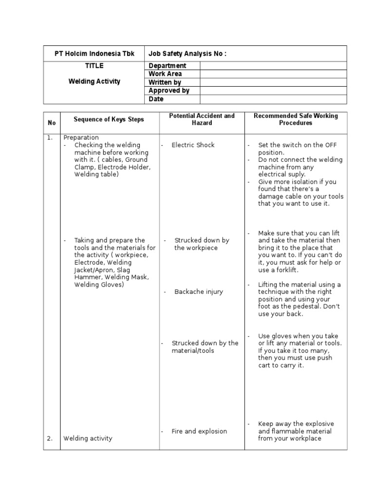 JSA Welding | Welding | Safety