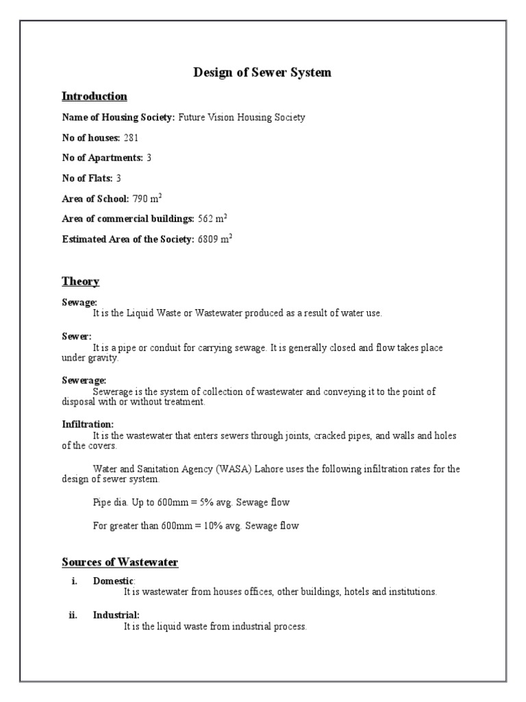 Design of Sewer System | PDF | Sanitary Sewer | Sewage