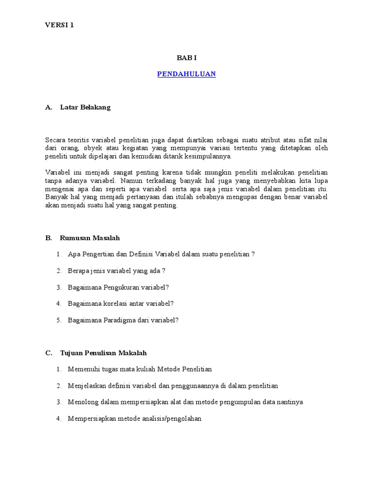 Makalah Metodologi Variabel Penelitian. | PDF | Karier & Perkembangan
