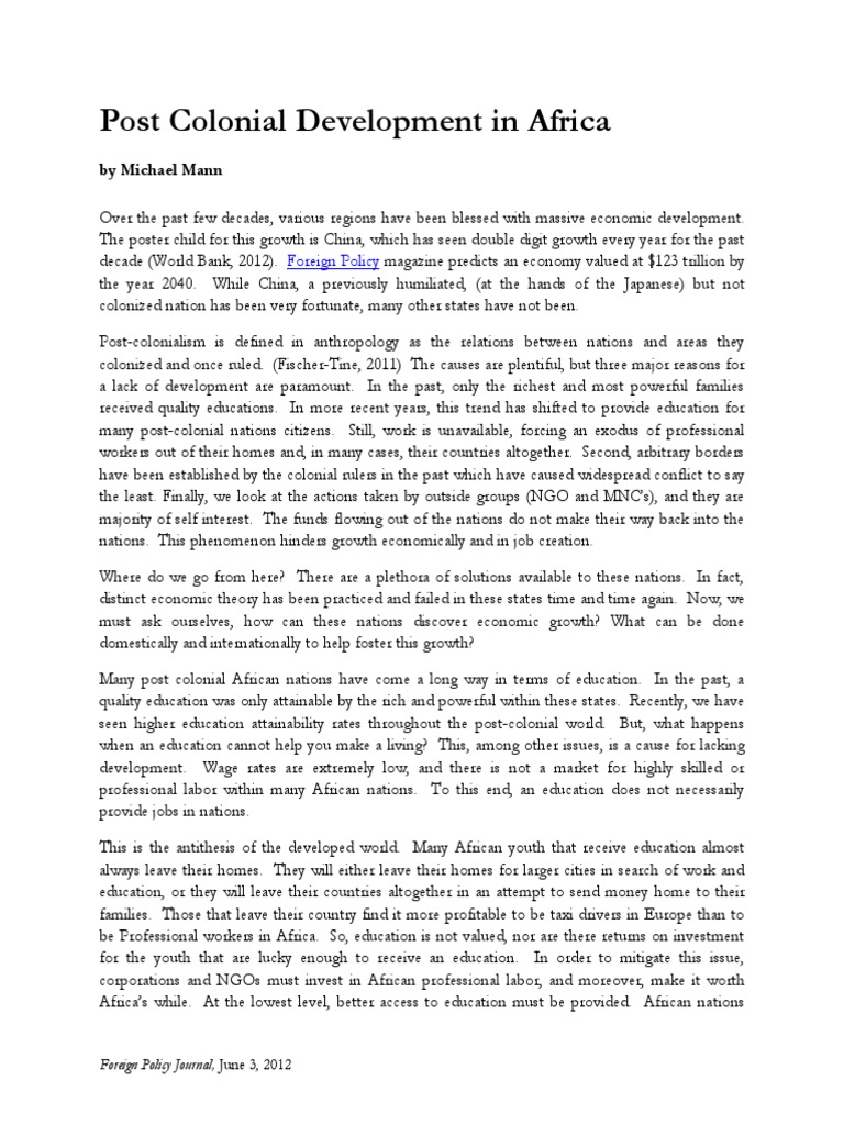 Africa's Post-Colonial Challenges | PDF | Africa | Postcolonialism