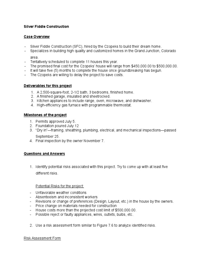 Silver Fiddle Construction Case | Download Free PDF | Economies | Business