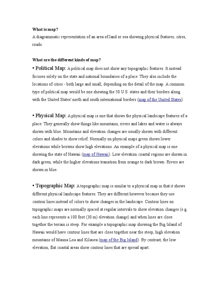 An Overview of Map Types, Their Elements and Uses | PDF | Contour Line ...