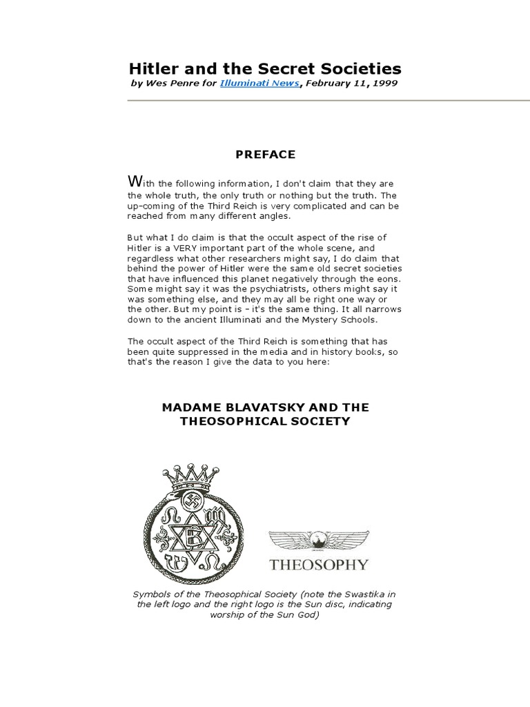 Hitler and The Secret Societies | PDF | Heinrich Himmler | Helena Blavatsky