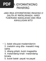 100 Idyomatikong Pahayag at Mga Kahulugan Nito | PDF