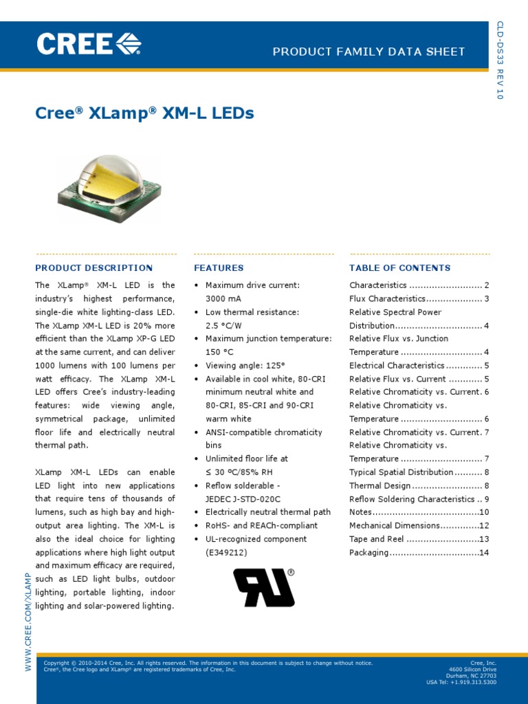 Cree LED Data Sheet | PDF | Soldering | Printed Circuit Board