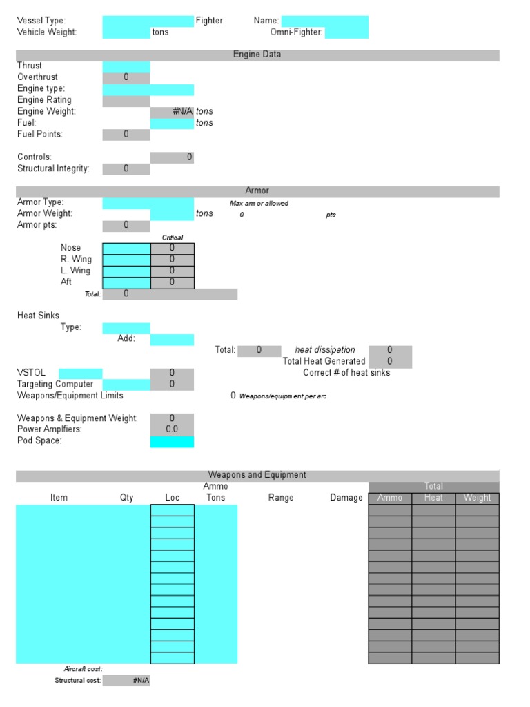 Battletech Construction Excel | PDF | Computing And Information ...
