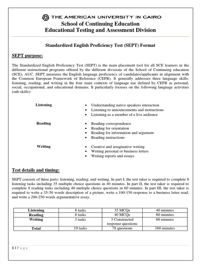 SEPT Test Format | PDF | Multiple Choice | Educational Assessment And ...