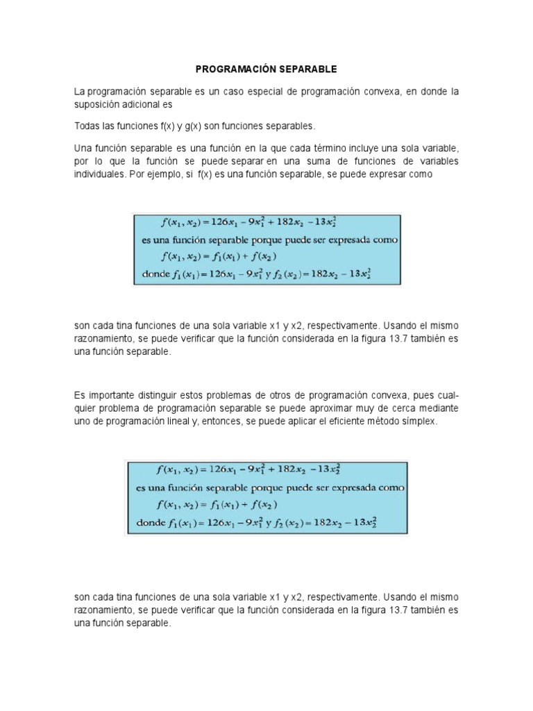 Programación Separable | PDF | Optimización Matemática | Programación ...