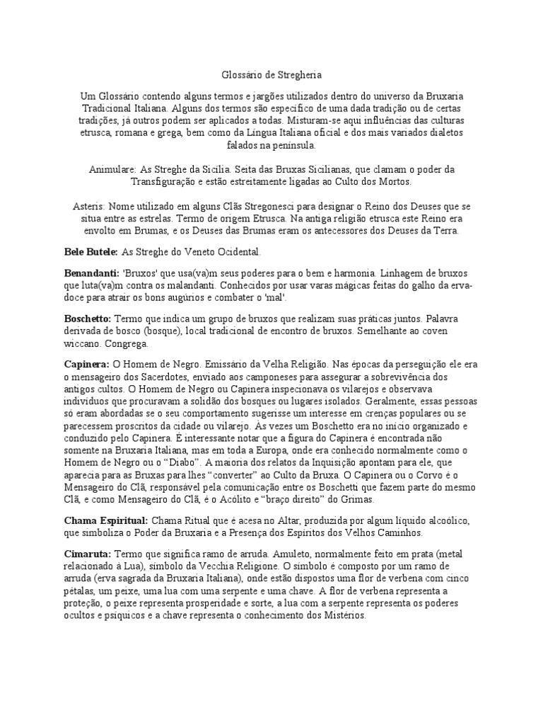 Glossário de Stregheria Um Glossário Contendo Alguns | PDF | Feitiçaria ...