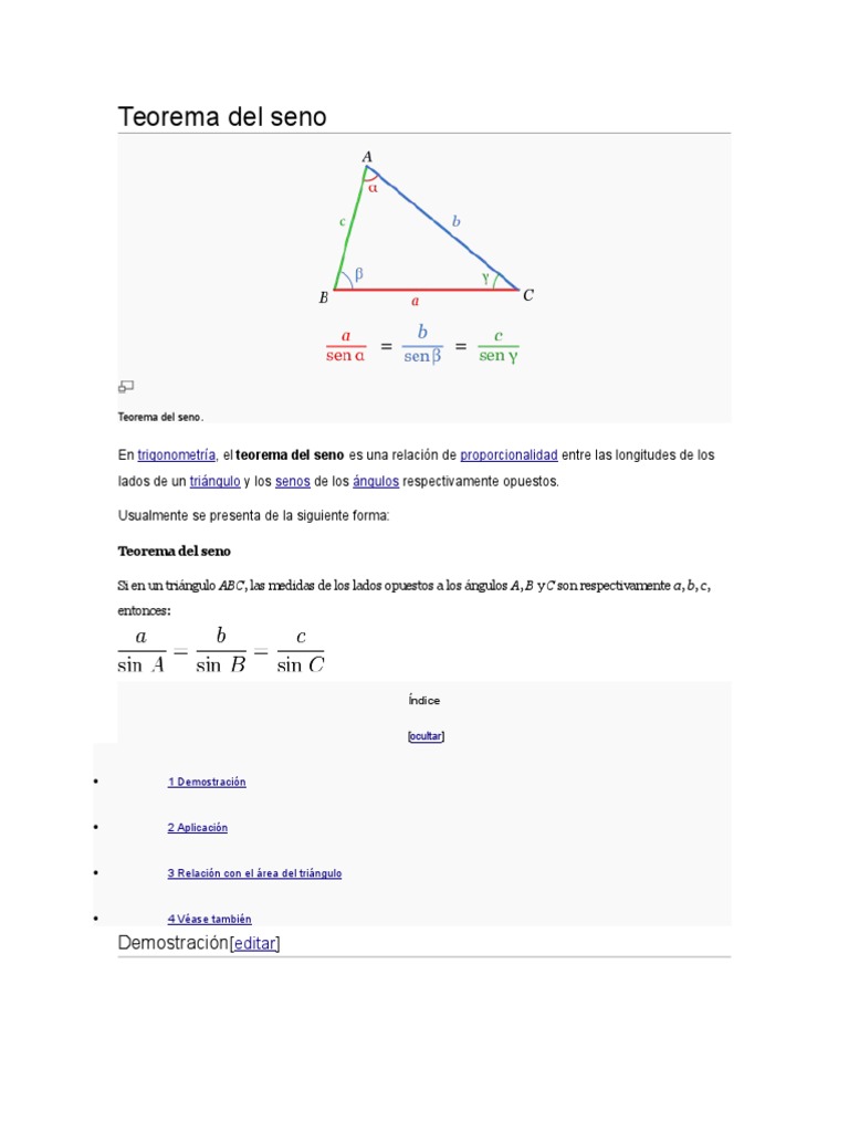 Teorema del Seno en Triángulos | PDF | Triángulo | Geometría Elemental