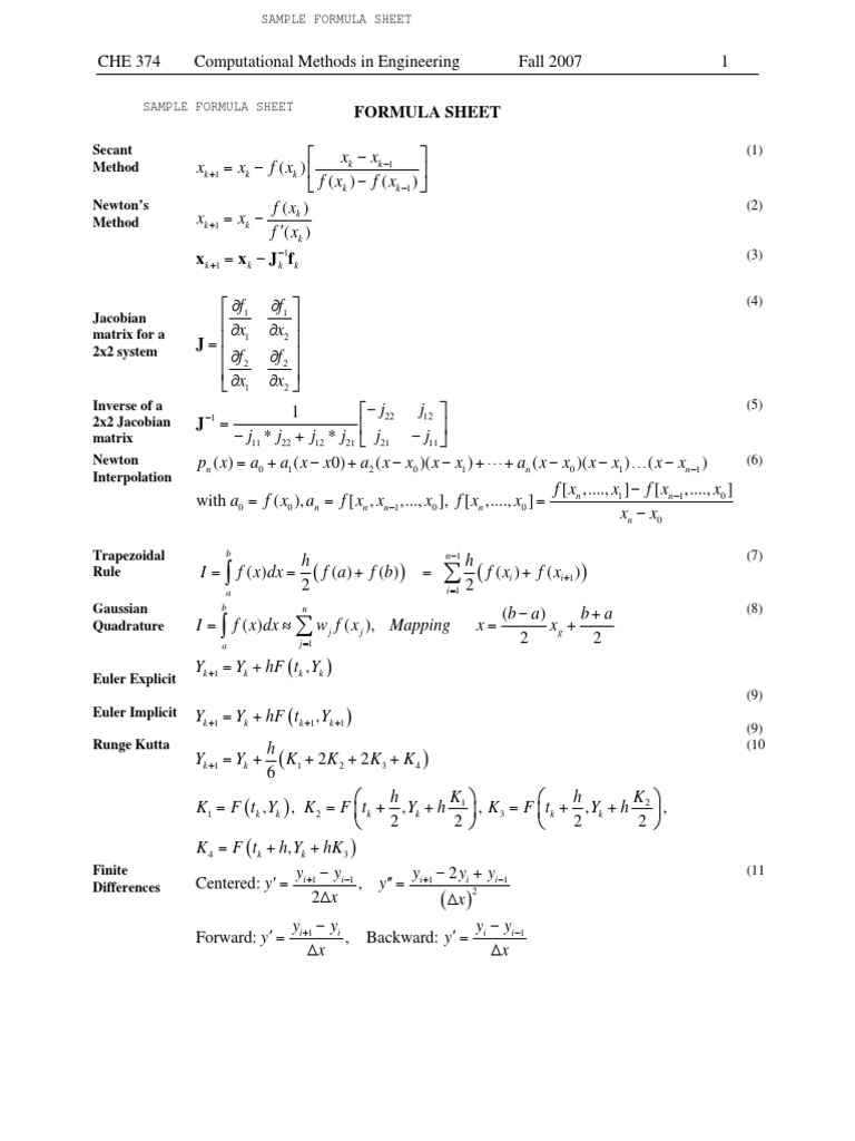 Engineering Computational Methods Sheet | PDF