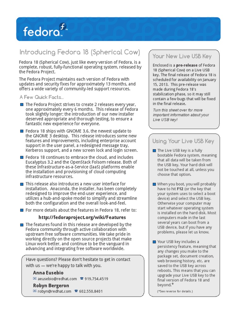 Introducing Fedora 18 (Spherical Cow) : Your New Live USB Key | PDF ...