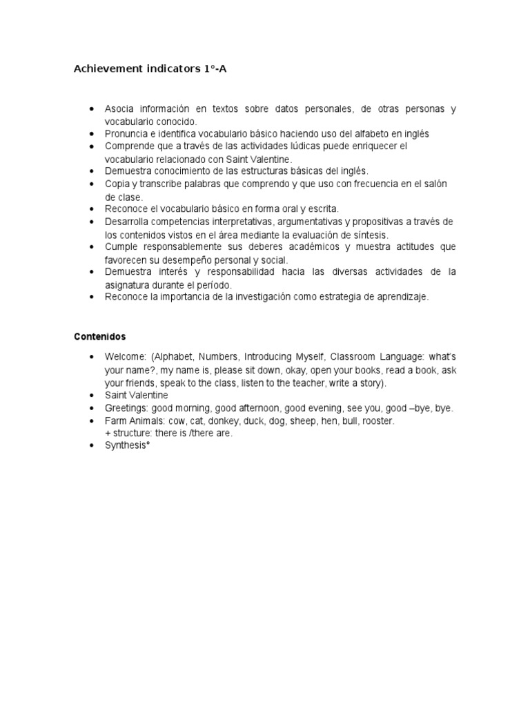 Achievement Indicators 1 | PDF