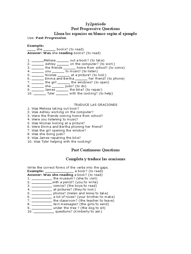 Past Progressive Questions | PDF | Languages