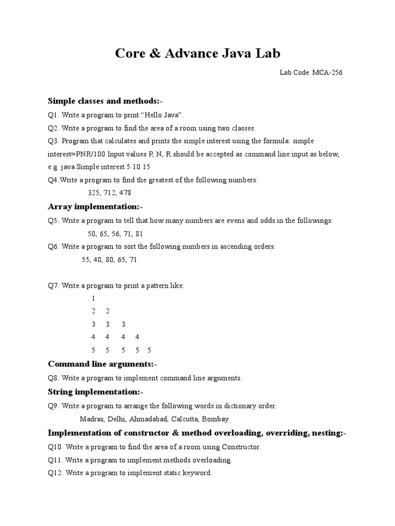 Advance Java LAB Programs | PDF | Java (Programming Language ... Advance Java LAB Programs | PDF | Java (Programming Language ...