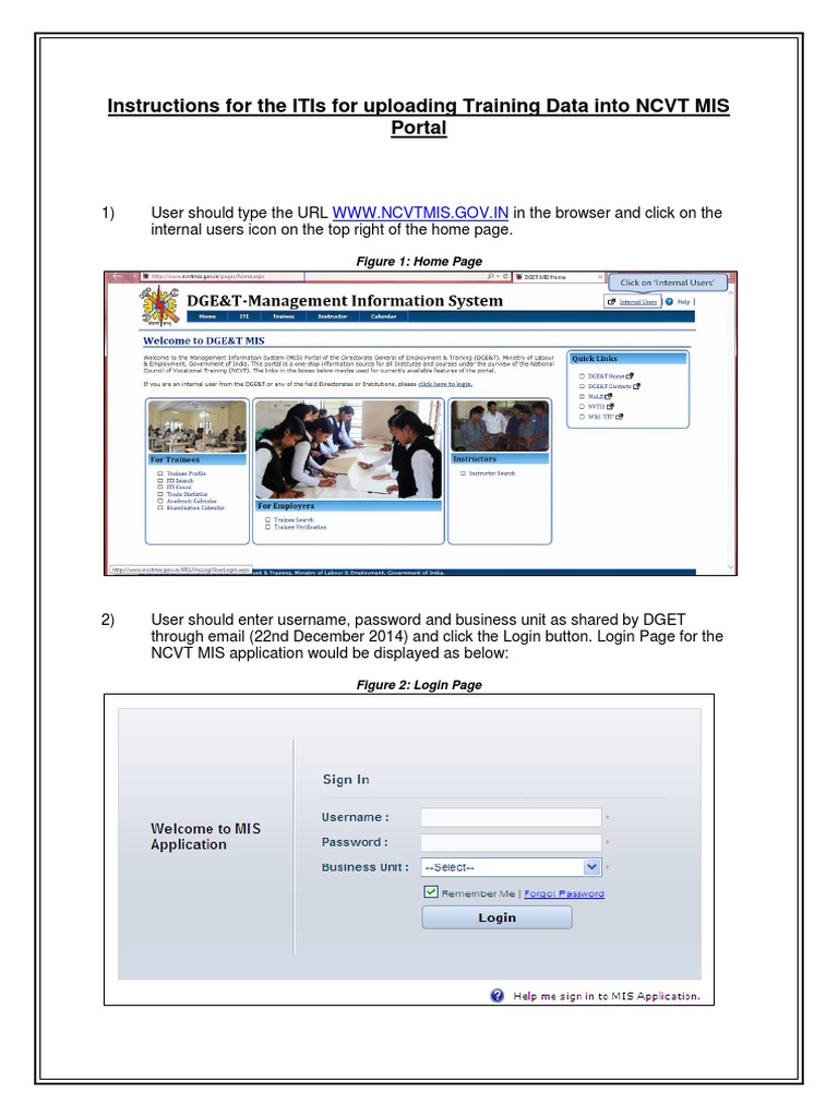 NCVT MIS Portal Data Upload Guide | PDF | Home Page | Password
