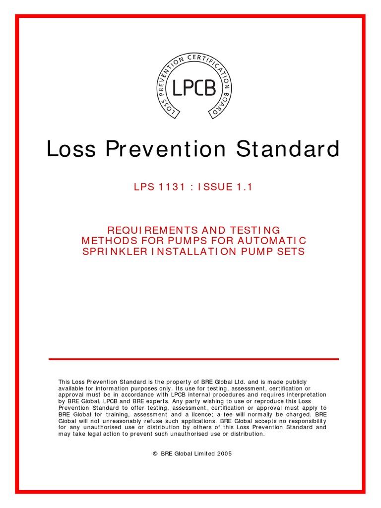 LPCB Sprinkler Pump Testing Procedure PDF | PDF | Pump | Gases