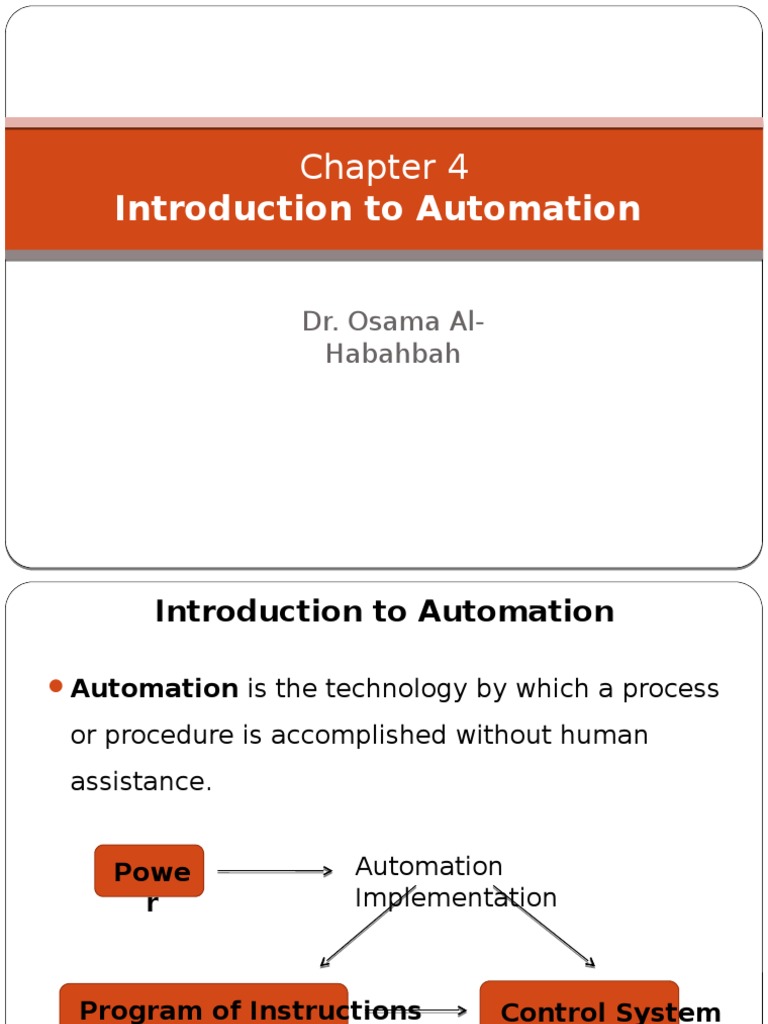 3 CH 4 Introduction To Automation | PDF | Automation | Control Theory