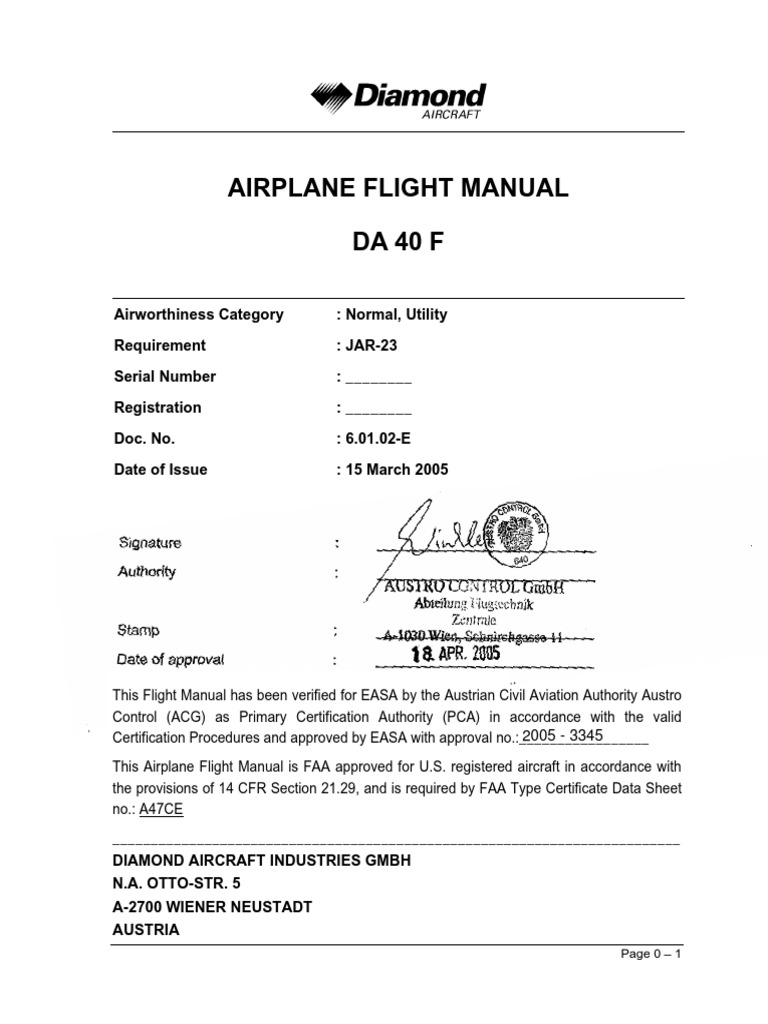 DA40 Flight Manual | Instrument Flight Rules | Aerospace Engineering