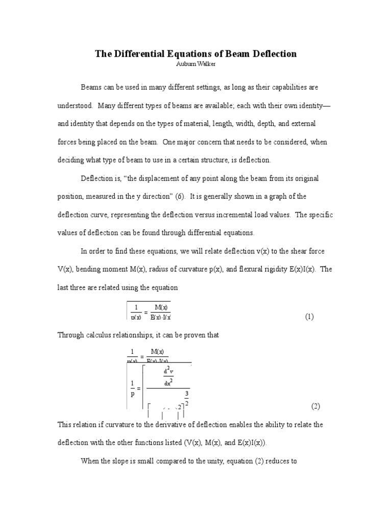 Deriving the Differential Equations that Describe Beam Deflection ...