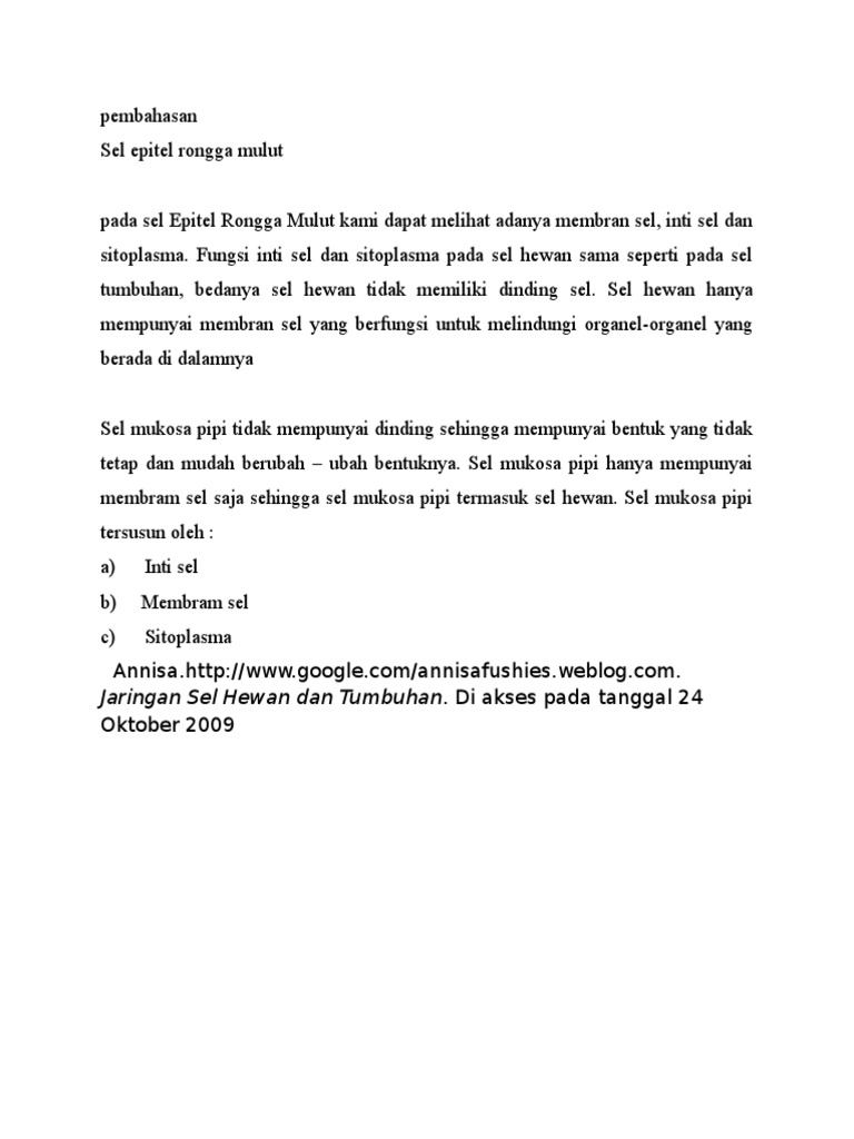 Sel Epitel Rongga Mulut | PDF