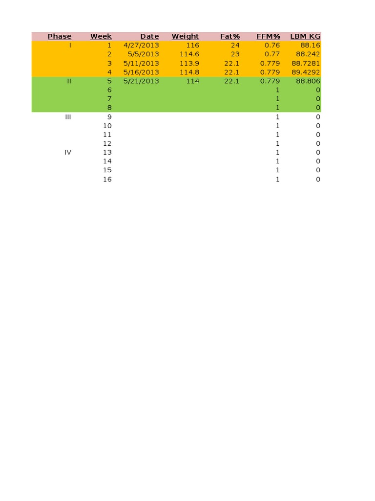 Fitness Progress and Diet Plan | PDF