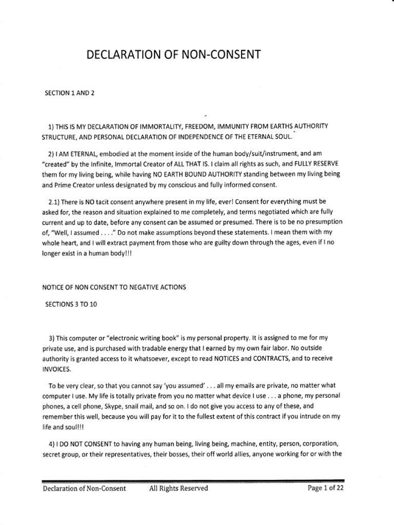 Declaration of Non Consent | PDF | Treaty | Presidents Of The United States